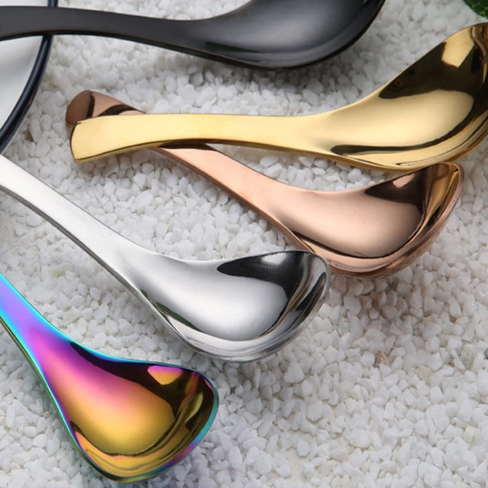 5 PCS Soup Spoon,Stainless Steel Spoon, Mirror Finish Spoons,Kitchen Serving Spoons,Dessert Spoon,Coffee spoon,Ice Cream Spoons for Soup Rice Tea Milk Coffee Dessert(Golden)