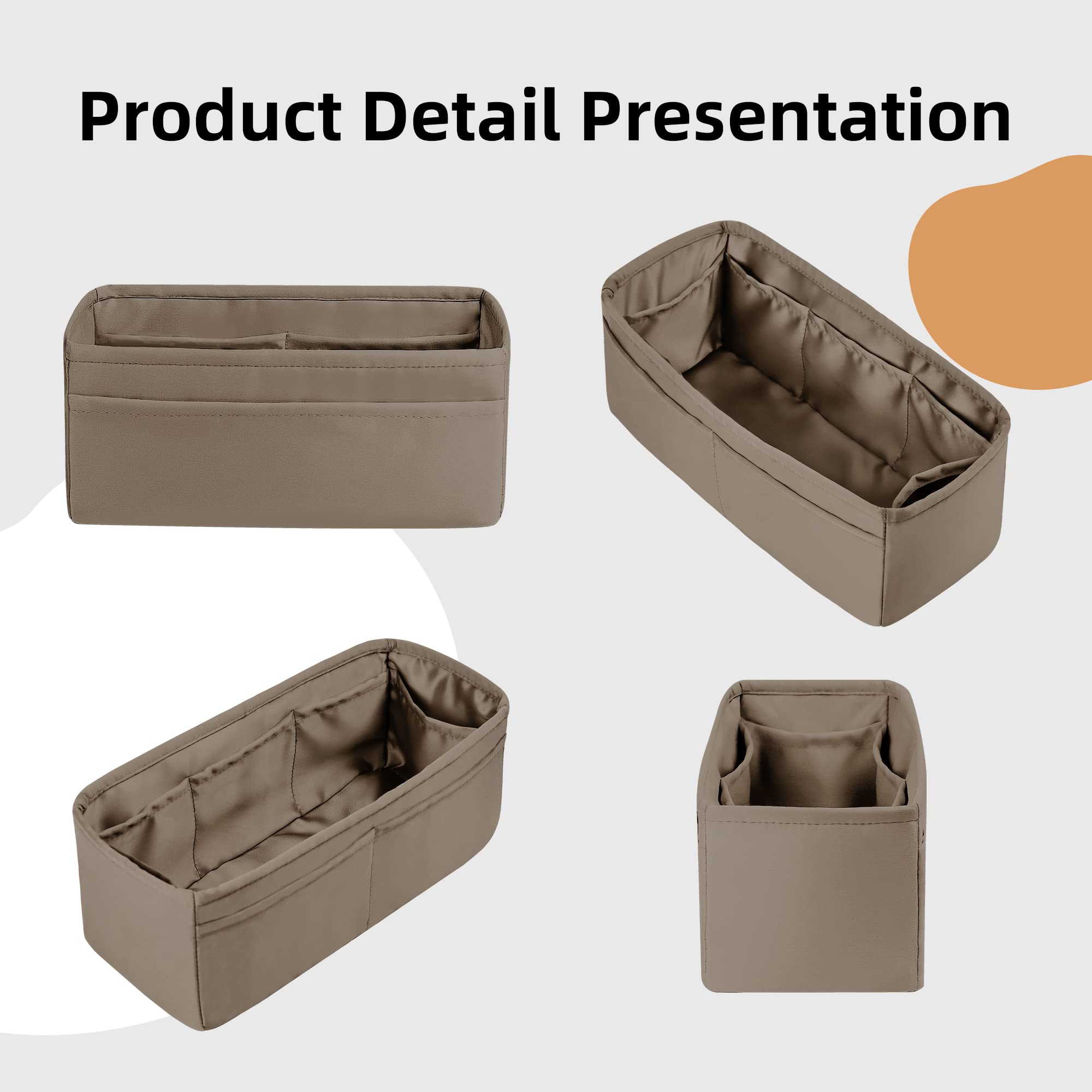 DGAZ Purse Organizer Insert,Silk Bag Organizer,Luxury Handbag & Tote Shaper Fits Lindy 19/26/30/34 Bags(Etoupe grey,LD19)