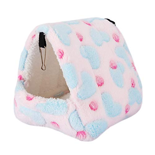 Pet Hammock, Plush Winter Pet House Hanging Cage Nest Swing Tent for Bird Squirrel Rabbit Keep Warm Hammock Pink 8.7 x 8.3inch(22 x 21cm-Pink)