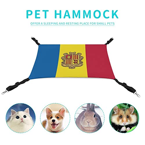 Andorra Flag Pet Hammock Bed Guinea Pig Cage Hammock Small Animal Hanging Bed for Ferret, Chinchilla, Puppy and Other Small Animals
