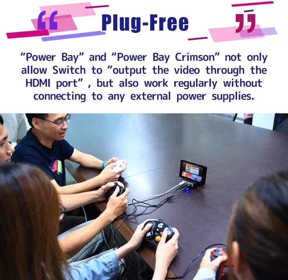 Brook Power Bay Crimson - Portable and Fast Charging Dock Stand, Docking Station for NS Switch, Compatible with Switch and GC Controllers, Support HDMI Out Put