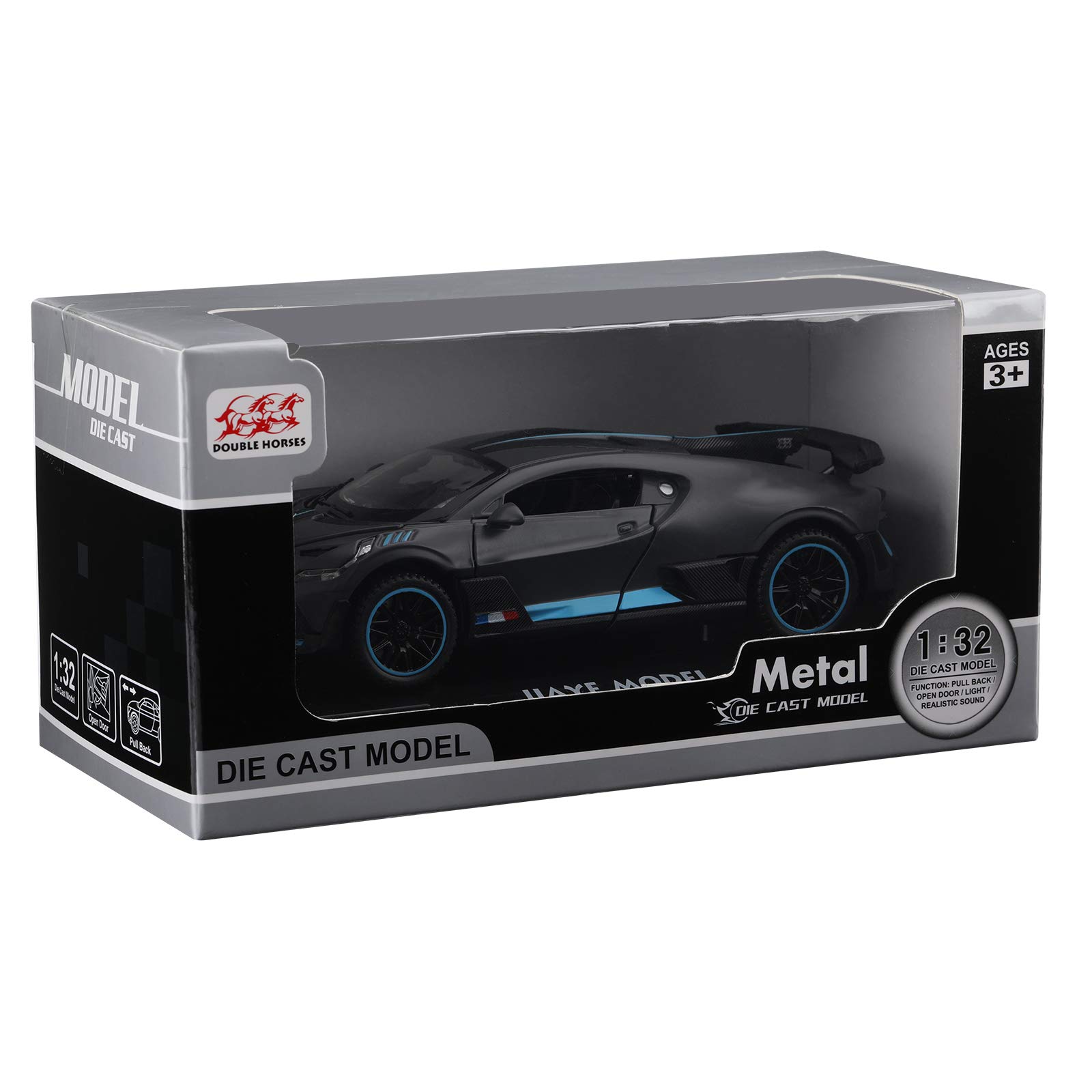 Bugatti Divo Diecast Car,Zinc Alloy Casting Model Toy Car Pull Back Car,1/32 Scale - Toy Gift for Kids Toddlers Boys and Girls (Gray)