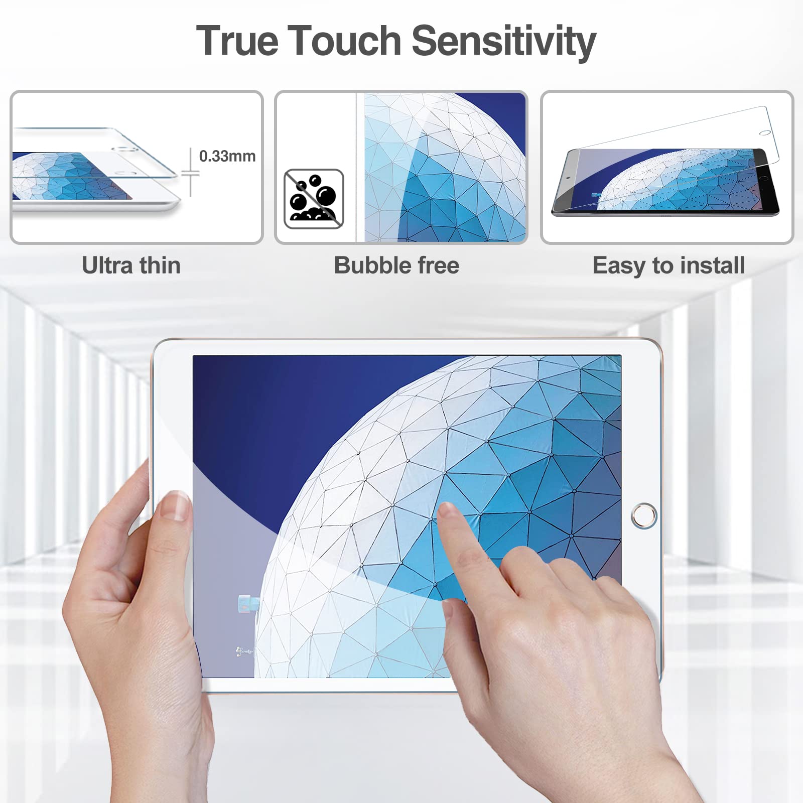 ProCase 1 Pack for 10.5" iPad Air 3rd 2019 / iPad Pro 2017 Screen Protector, Tempered Glass Film Guard for iPad 10.5 Air 3 / iPad Pro 10.5 2017