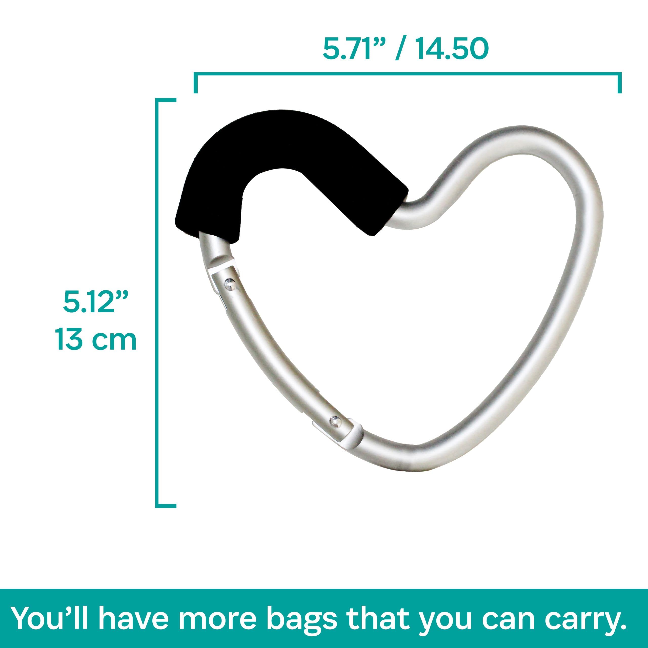 BUGGY HEART HOOK by BUGGYGEAR - The Perfect Way to Carry Your Baby Diaper Bag - Use The Hook on Your Stroller Handle Bars and Let The Hooks Do The Work - Hook Your Bags, Purse and Bottles