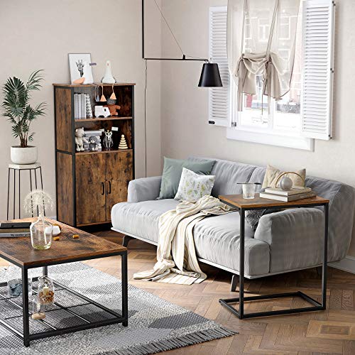 VASAGLE C Shaped End Sofa and Bed 21.7 Inches Side Table for Living Room, TV Tray, 13.8 x 21.7 x 26 Inches, Rustic Brown and Black