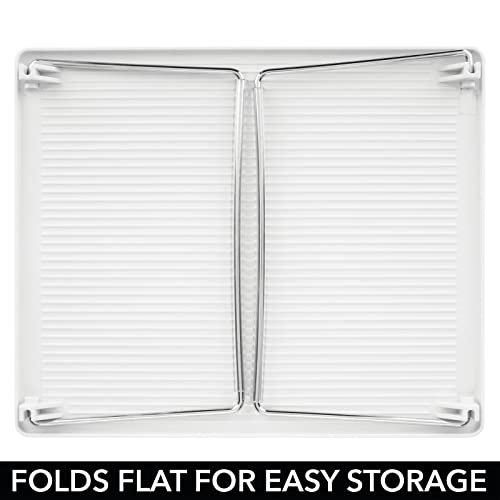 mDesign Metal Stacking Storage Organization for Shelves Inside Closet in Bedroom, Bathroom, Hall, or Entryway - Organizer Stand for Clothing, Linen, Household Items, Ligne Collection, 2 Pack, White