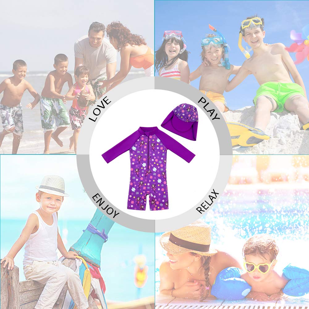 upandfast Baby Swimsuits UPF 50+ Sun Protection Long Sleeve One Piece Zip Swimwear(Purple, 6-9 Months)