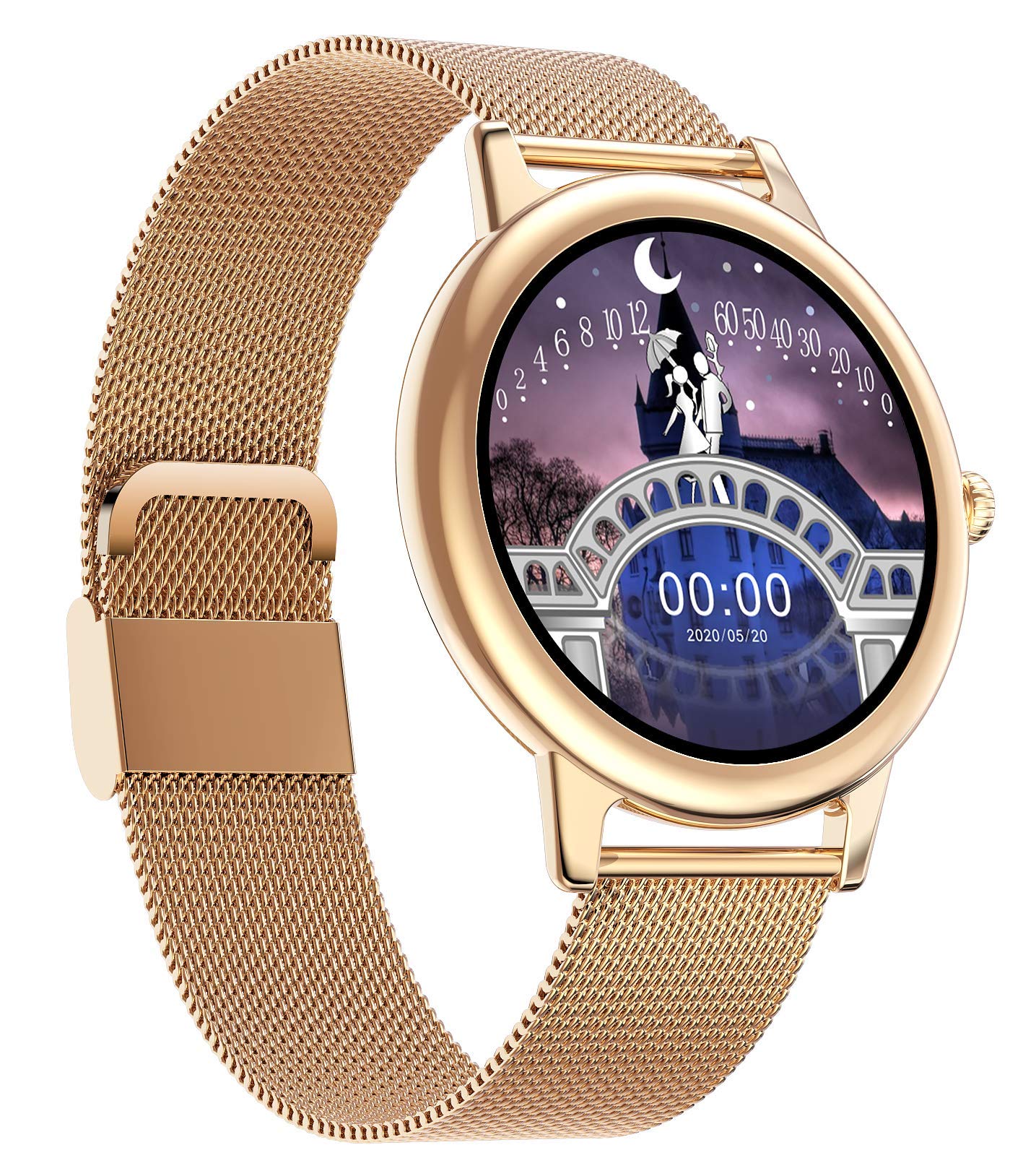Smart Watch for Women, Fitness Activity Tracker Watch with Heart Rate, Sleep Monitor, Blood Pressure Monitor, Menstrual Period, Full Touch Screen Women Thin Stainless Steel Mesh Bracelet Strap