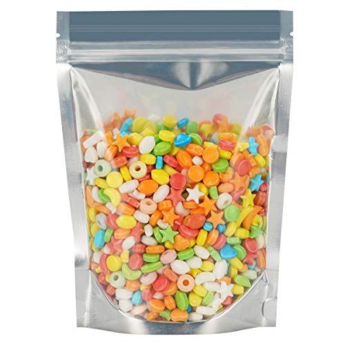 Vasdoo Reusable Aluminum Foil Stand Up Food Pouches Bags, Resealable Ziplock Mylar Bags for Food Storage (50 pcs, 5x7 inch)