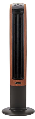 Lasko Wind Curve Electric Oscillating Tower Fan with Bluetooth Technology for Indoor, Bedroom and Home Office Use, 42", Woodgrain T42905