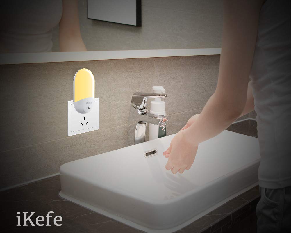 iKefe 2PCS LED Wall Plug-in Night Light Lamp with Automatic Light Sensor, Soft Warm White/Electric Outlet Plug Nightlight for Bathroom, Toddler, Kids, Baby Room, Nursery, Bedroom, Hallway, Kitchen