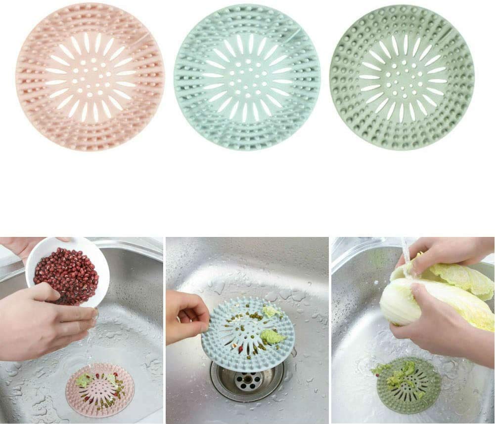 AKOAK 3 Pack Hair Catcher Hair Stopper Shower Drain Covers Rubber Sink Strainer Drain Cover Filter for Bathroom Bathtub and Kitchen