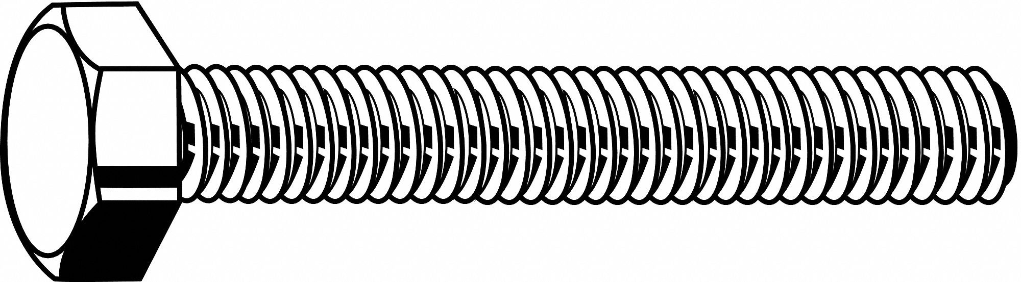 M8-1.25 x 65 mm. Class 8.8 Zinc Plated Coarse Hex Head Cap Screws, 100 pk.