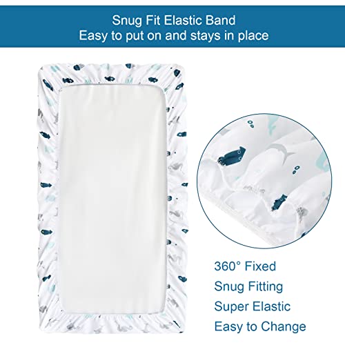 Changing Pad Cover for Boys Girls 2 Pack, Comfy & Breathable Changing Table Cover for 32''x16" Changing Table Pads, Diaper Changing Pad Cover, Dinosaurs & Ocean