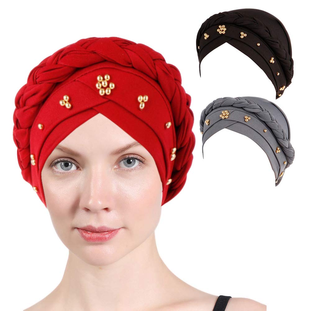 3 Packs Women Turban,Colorful Floral Printed One Plait Elegant Stretch Turban Head Wrap for Cancer Chemo