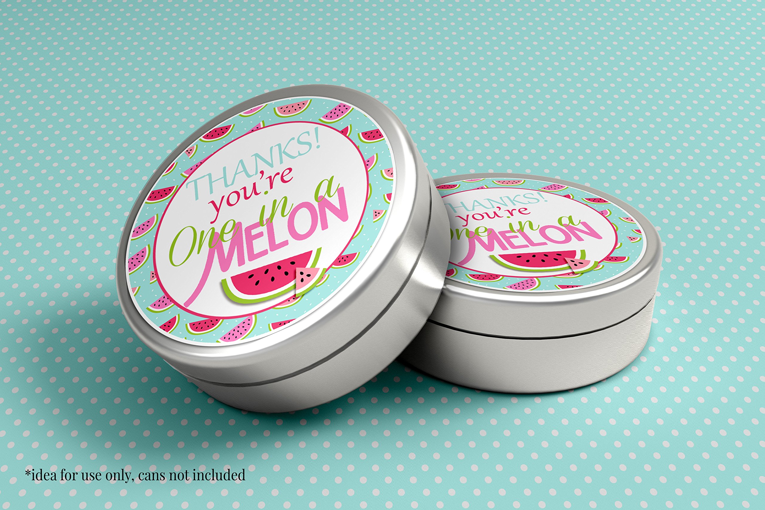 One in A Melon Thank You Sticker Labels, 40 2" Party Circle Stickers by AmandaCreation, Great for Party Favors, Envelope Seals & Goodie Bags