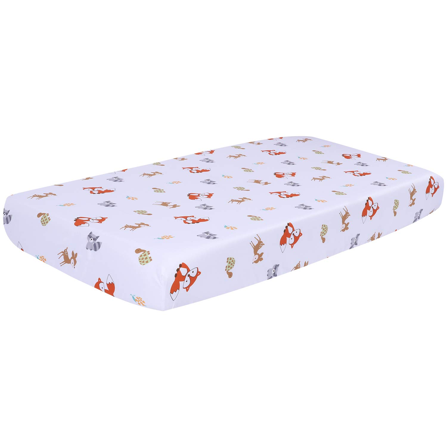 EliteHomeProducts EHP Super Soft Microfiber Crib Fitted Sheet, Breathable Sheets That Stay Cool, 28" X 52" + 9" (Printed Design/Deep Pocket) (Forrest Critters)