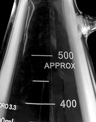 QWORK Filtering Flask with Upper Tubulation, 500ml Heavy Duty Borosilicate Glass Conical Shape Filtering Flask Narrow Mouth and Top Finish with Integral Side Arm, Single
