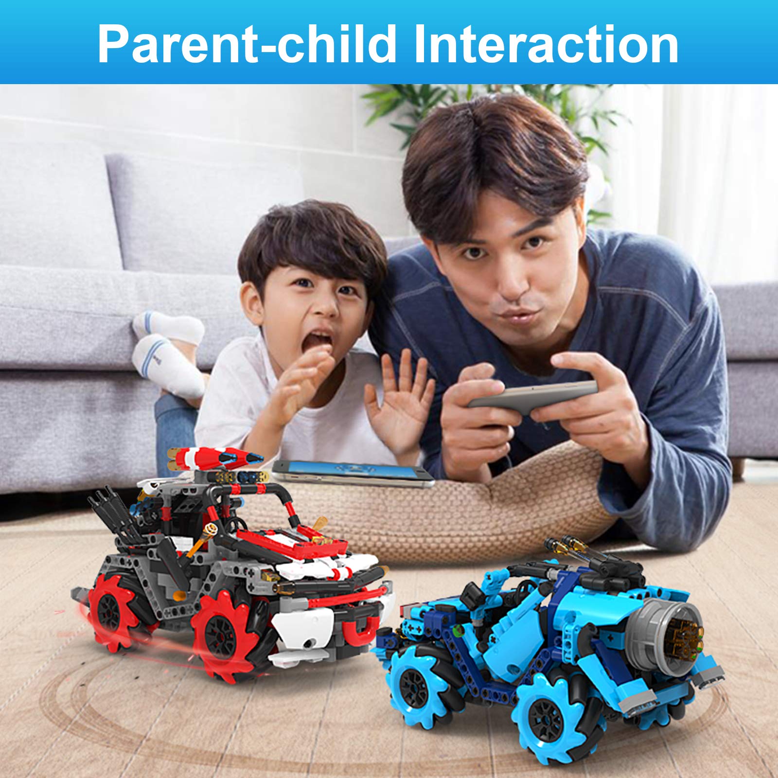 Building Remote Control Car, STEM Toys Set 546 Pcs Building Blocks Kit DIY Rechargeable RC Car with APP & Remote Control, Build Your Own Racing Stunt RC Vehicle for Kids Educational, Early Learning
