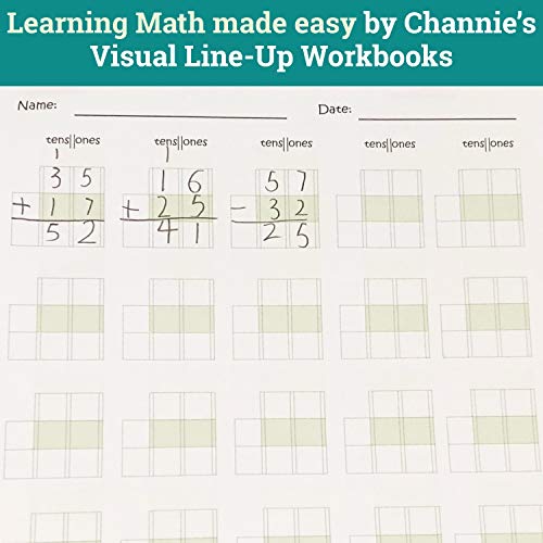 Channie’s Quick and Neat Math LineUp Workbook for 1st-3rd Grade Elementary School Students,Double Digit Math Made Easy, 80 Pages