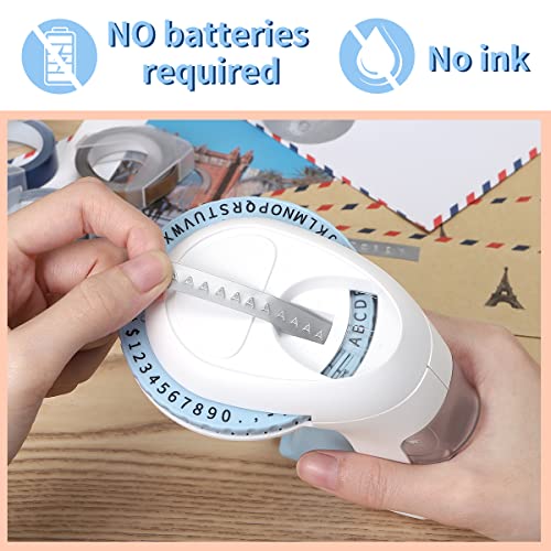 Aken Embossing Label Maker, Omega S Vintage Embossed Labeler, Old School Label Printer, A Protable Handheld Retro Label Maker with 10 Rolls 3D Embossing Label for Home Office DIY, Blue