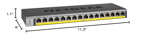 NETGEAR 16-Port Gigabit Ethernet Unmanaged PoE Switch (GS116PP) - with 16 x PoE+ @ 183W, Desktop, Wall Mount or Rackmount, and Limited Lifetime Protection