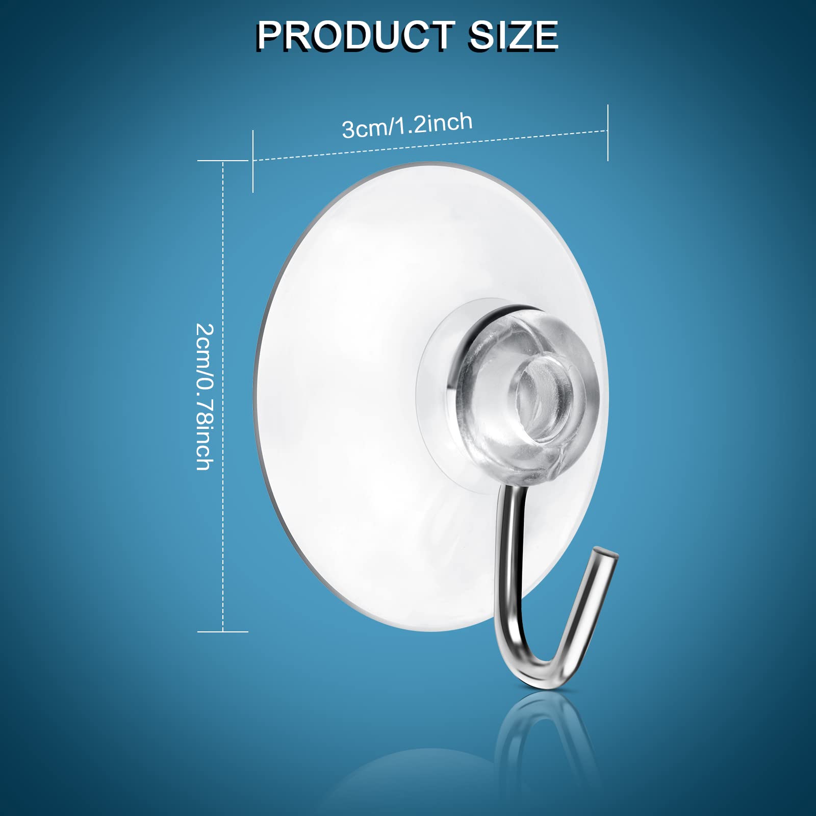 Mudder Suction Cup Hooks Wall Hooks 1.77 Inch Clear Suction Cups with Metal Hooks for Window Glass Kitchen Wall Towel Hooks Hangers Supplies for Christmas Light Decorations(80 Pieces,30 mm)