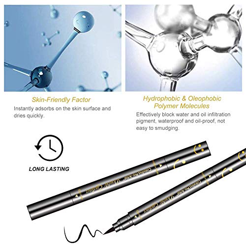 LemonSac 4 Pcs Double-sided Liquid Eyeliner Pencil Pen, with Eye Makeup Stamp Super Slim Gel Felt Tip, Waterproof Smudgeproof Long Lasting Eyeliner Eye Makeup (4PCS)