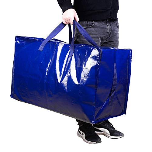 VENO 8 Packs Heavy Duty Large Storage Moving Bags Bundles, 4 Packs of Large Moving Bags with Strap and 4 Packs Oversize Moving Storage Bags