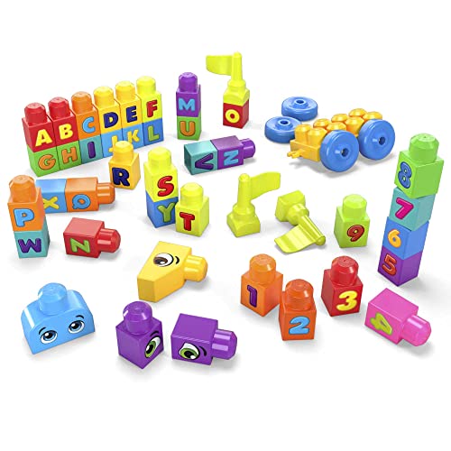 Mega BLOKS First Builders Toddler Blocks Toys Set, Even Bigger Building Bag with 300 Pieces and Storage, Blue, Ages 1+ Years