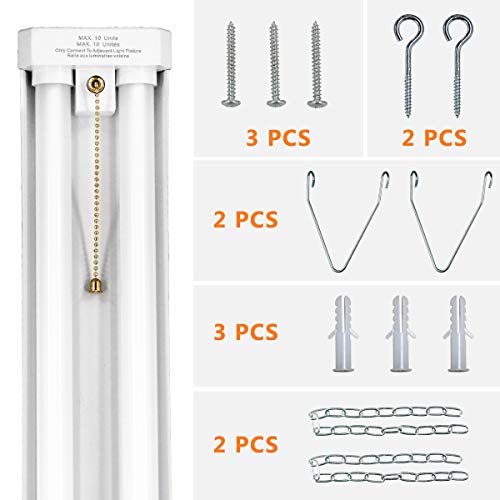 4FT Linkable LED Shop Light for Garages, 42W 4800LM 5000K Daylight LED Shop Lights, LED Ceiling Light with Pull Chain (ON/Off), Linear Worklight Fixture with Plug, 1 Pack