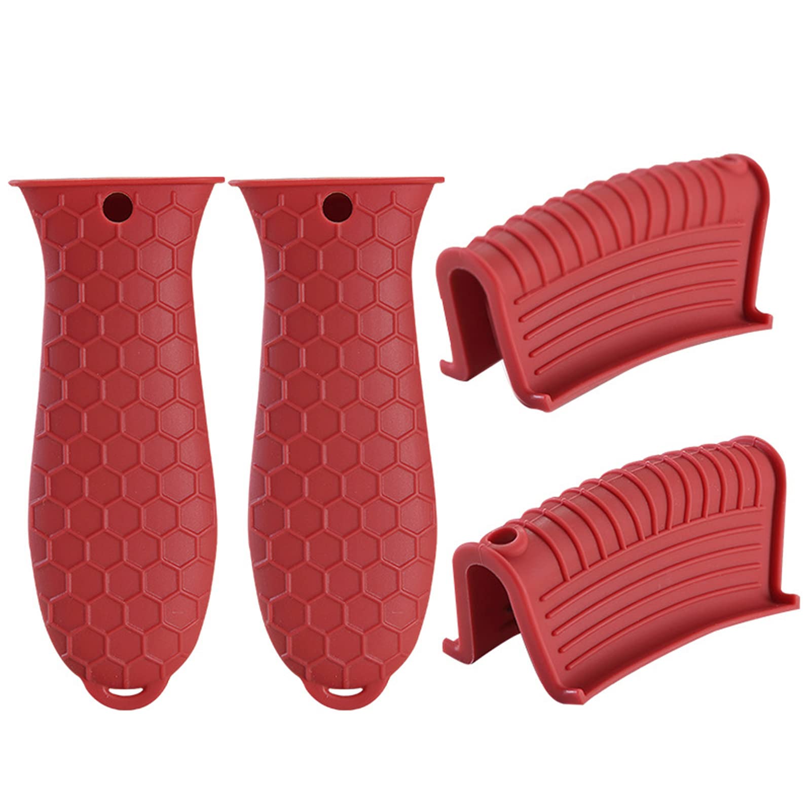 4 Pieces Silicone Hot Tool Holder Heat Resistant Potholder Cookware Handle Non Slip Rubber Pot Holders Handles Grip Covers for Cast Iron Skillet Silicone Cooking Kitchen Suits