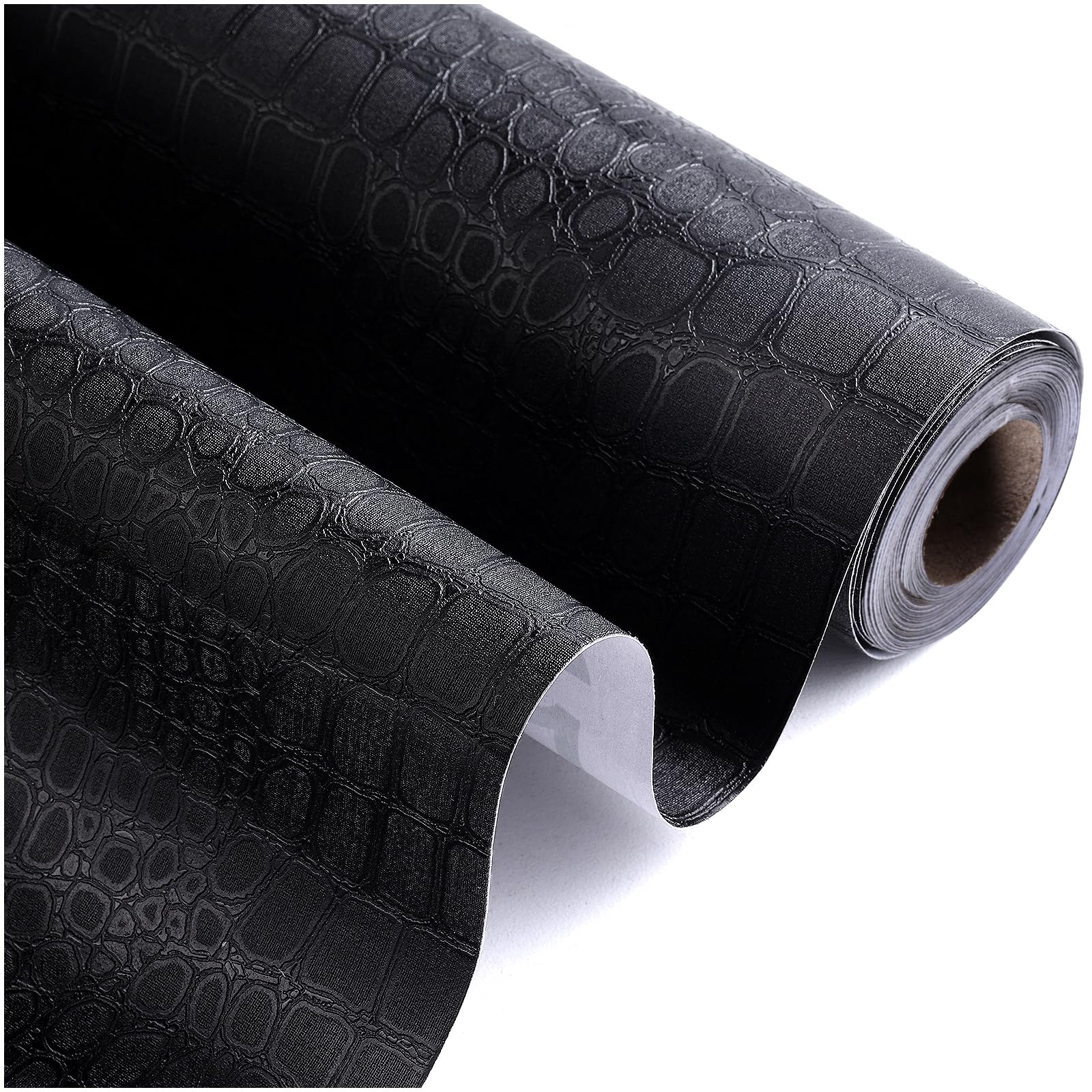 Kimhan Black Peel and Stick Wallpaper Removable Crocodile Wallpaper Self Adhesive Embossed Easy Peel Off Wallpaper Contact Paper Textured Wallpaper for Cabinet Bedroom 15.7" X 78.7"