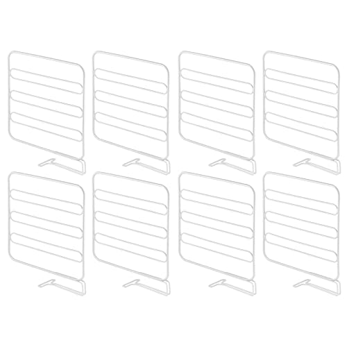 mDesign Versatile Metal Wire Closet Shelf Divider and Separator for Storage and Organization in Bedroom, Bathroom, Kitchen and Office Shelves - Easy Install, 8 Pack - White
