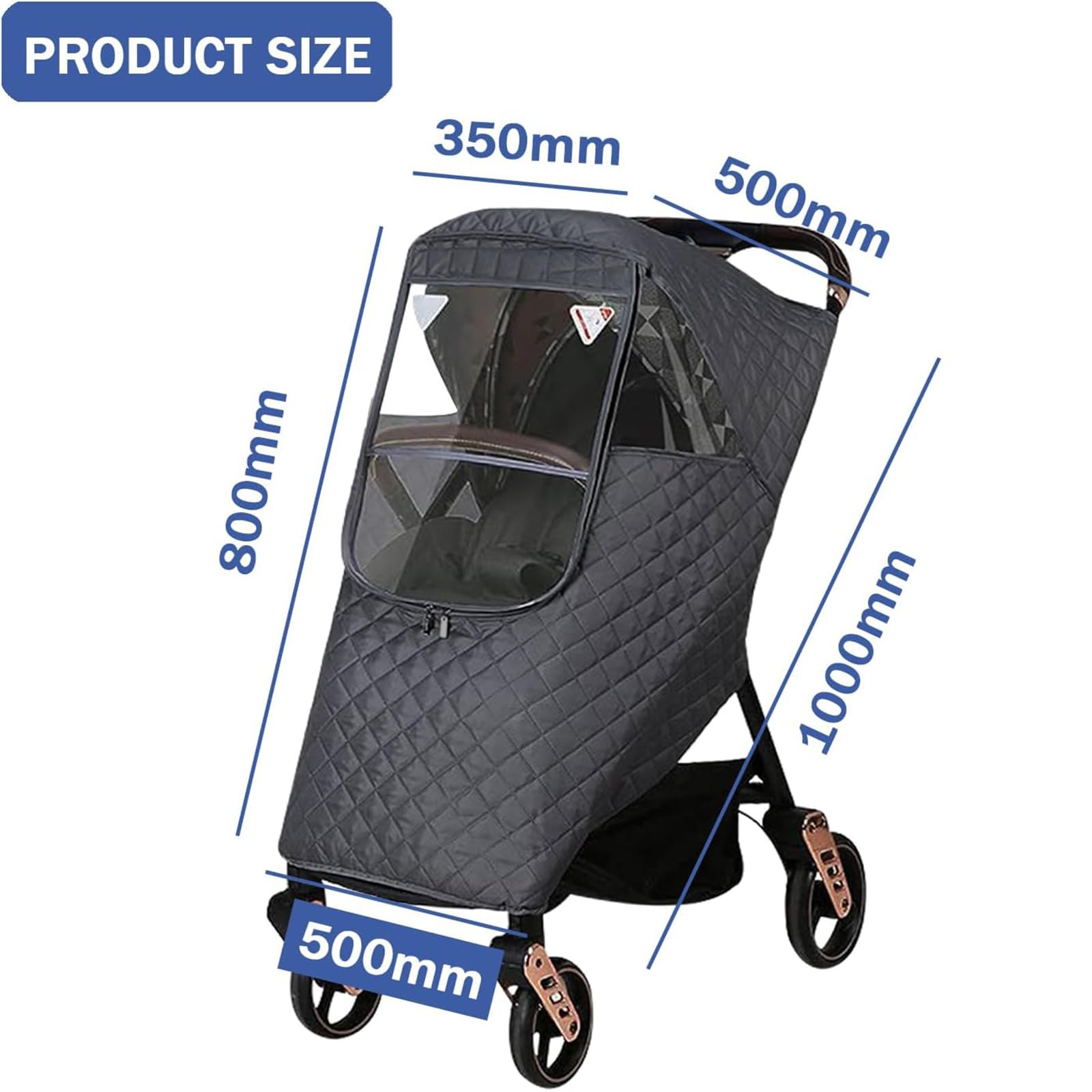 Winter Baby Stroller Cover, Universal Stroller Windshield Rain Cover to Keep Warm in Winter, Baby Travel Weather Shield Stroller Cover for Pushchair (Grey)