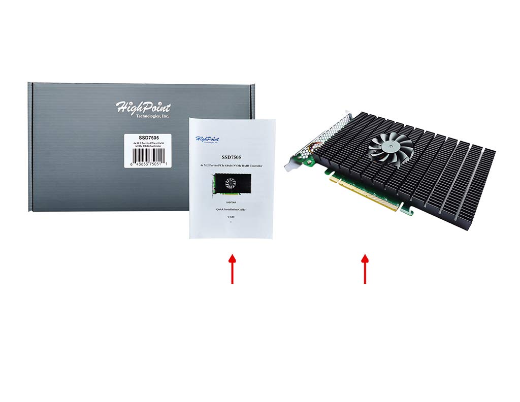 Highpoint 4-Port M.2 SSD7505 PCIe Gen3/Gen4 NVMe Bootable RAID Controller for Windows & Linux Systems