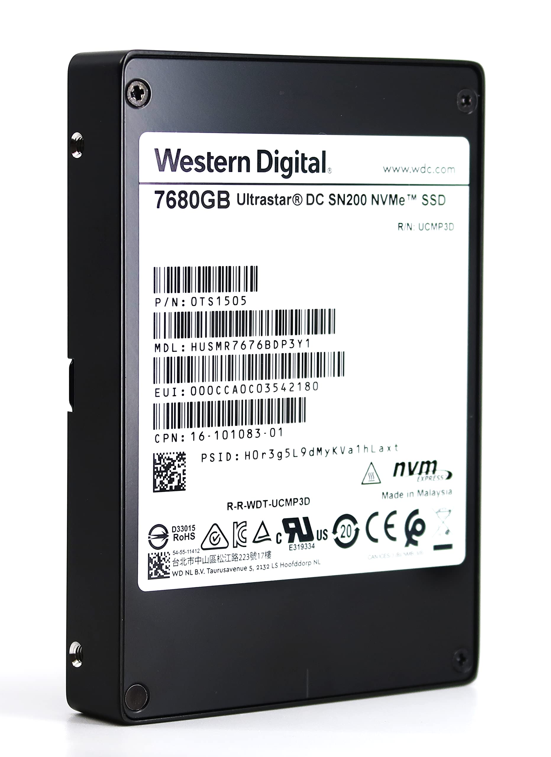 HGST Ultrastar HUSMR7676BDP3Y1 SN200 7.68TB NVMe PCIe MLC 2.5" 15nm 1DWPD, 0TS1357
