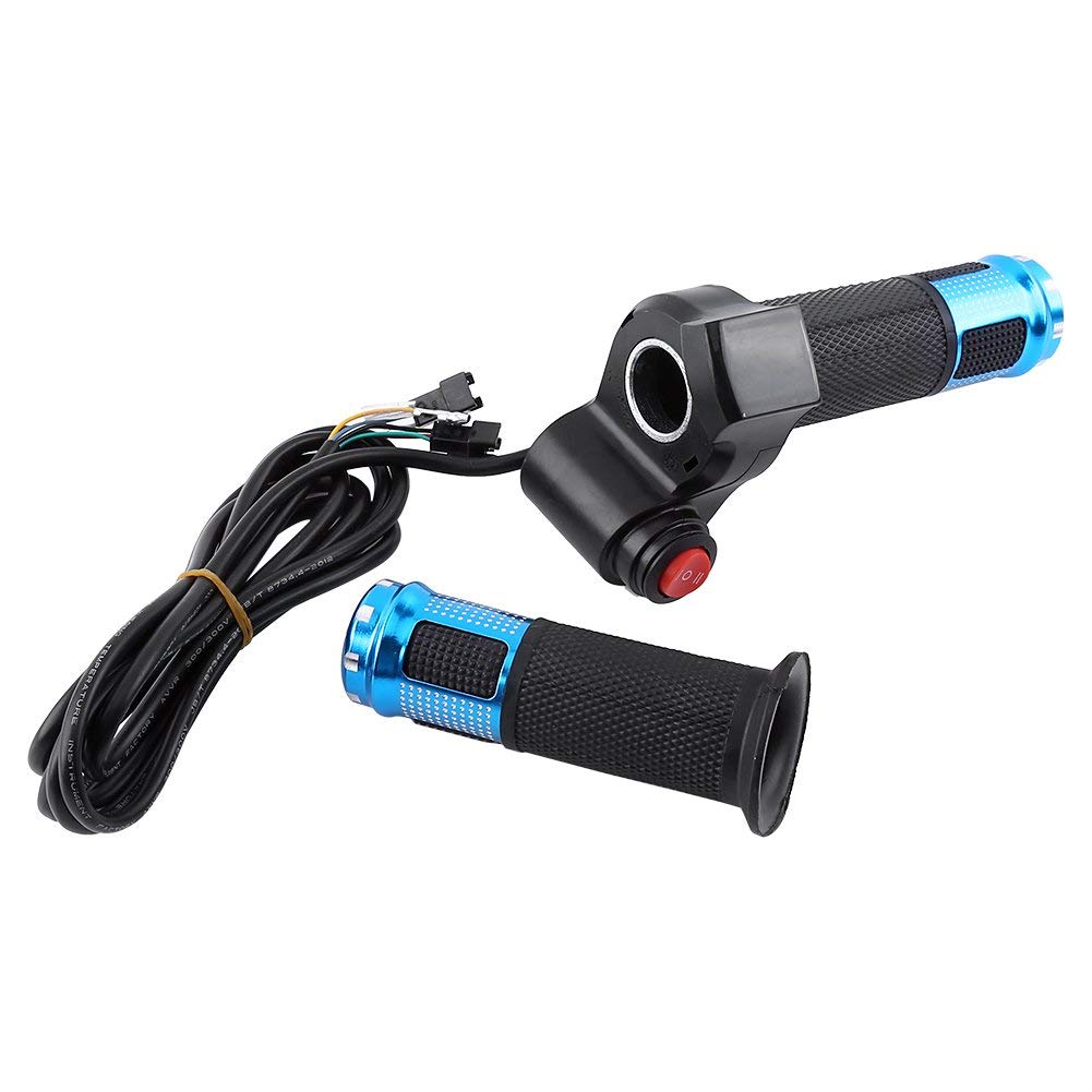 3 Gears Speed Switch Bike Grips Cover With LED Display Screen Accelerator Handle For Electric Bicycle (Blue&Black)