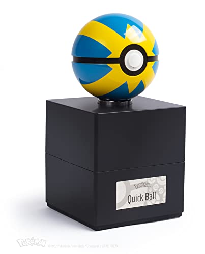 The Wand Company Pokémon Poké Ball Authentic Replicas - Realistic, Electronic, Die-Cast Poké Ball with Display Case Light Features (Quick Ball)