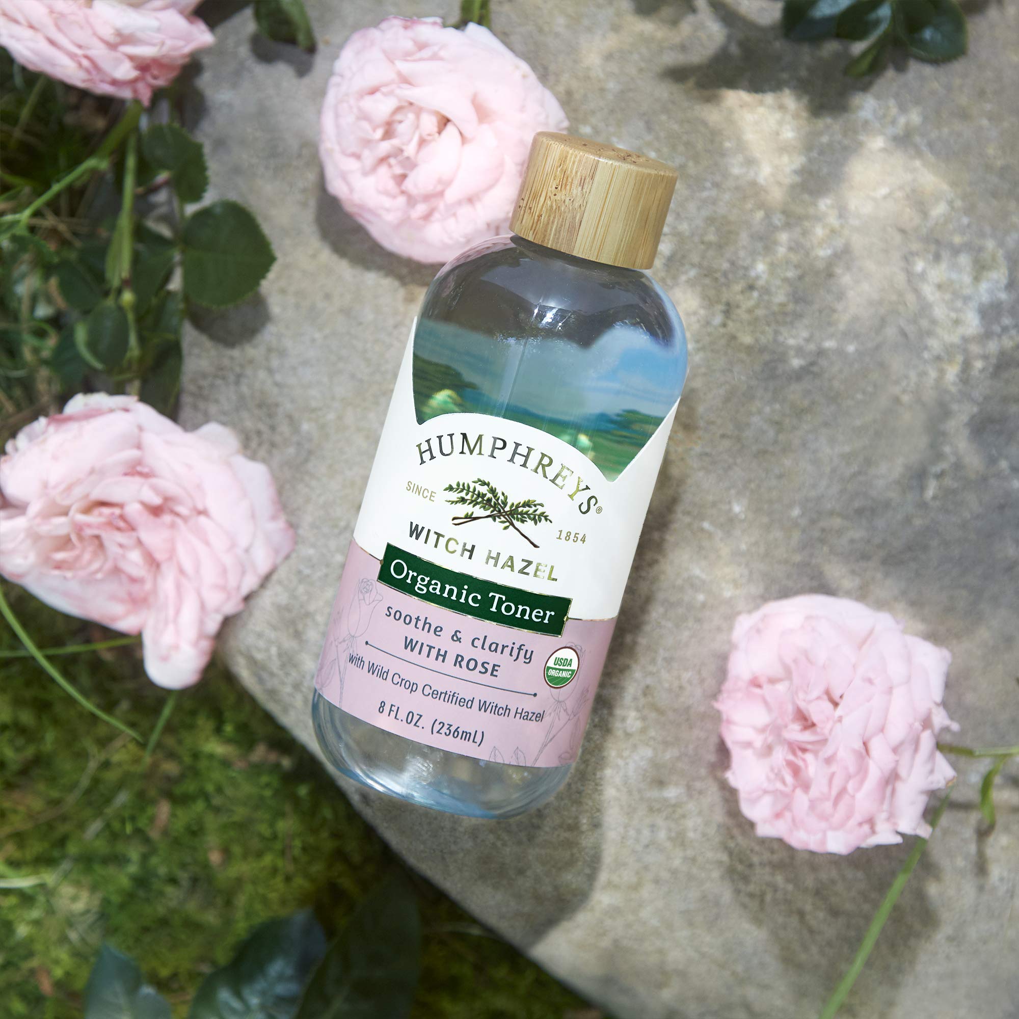 Humphreys Clarify + Soothe Witch Hazel with Rose Organic Toner, Clear, 8 Oz ( Pack of 1)