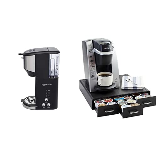 Amazon Basics Dual Brew Single Serve Capsule Coffee Maker & Amazon Basics Coffee Pod Storage Drawer for K-Cup Pods, 36 Pod Capacity