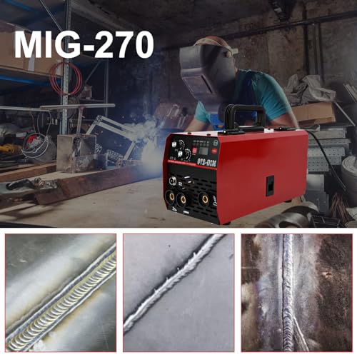 3 in 1 Compact MIG Welder, 270A 110V MIG TIG MMA Gasless Welding Machine, Adjustable Current, Dual Voltage Mini Electric Inverter Welder