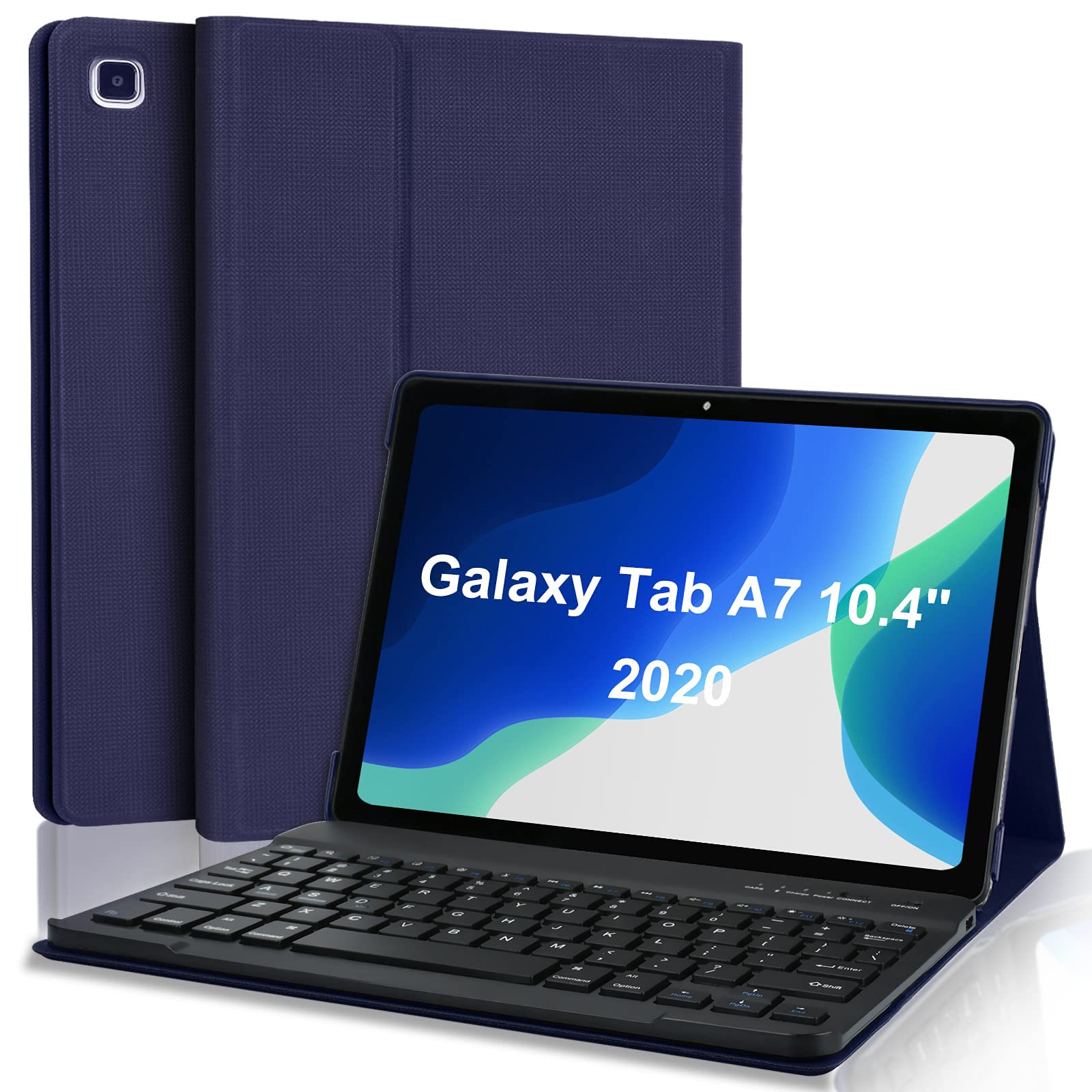 Keyboard Case for Samsung Galaxy Tab A7 10.4'' 2020 Model (SM-T500/T505/T507), Slim Lightweight Stand Cover - Magnetically Detachable Bluetooth Keyboard, Auto Sleep/Wake Function, Dark Blue