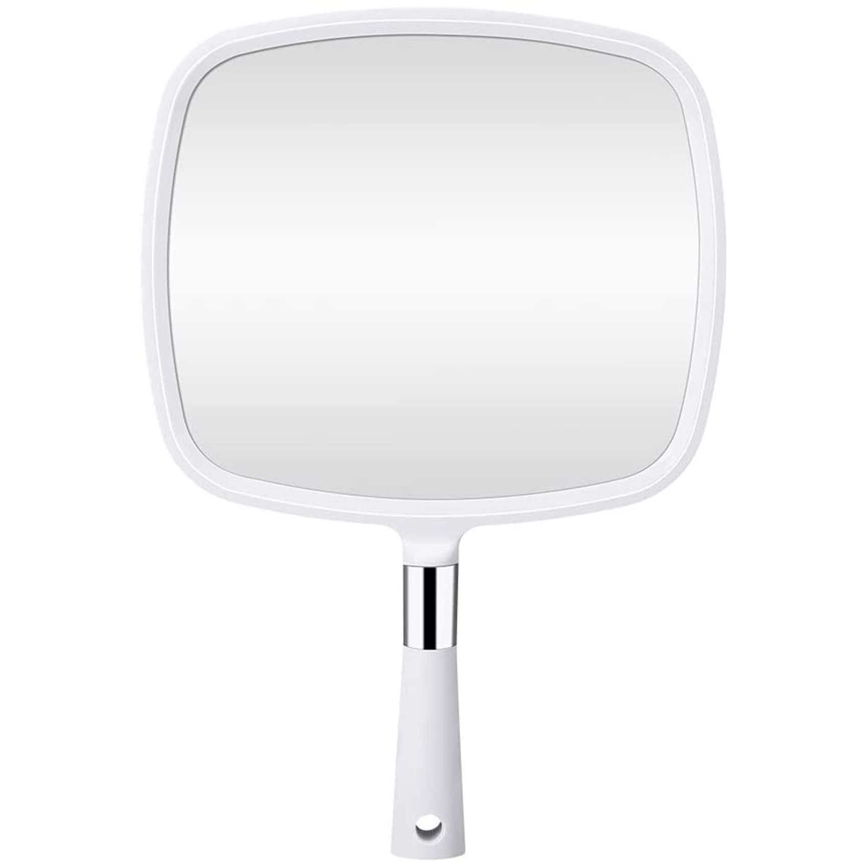 Orange Tech Large Hand Held Mirror with Handle, Makeup Hand Mirror with Hook Hole for Bathroom and Bedroom, Barbers Haircut Mirror for Home and Salon