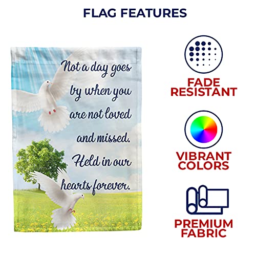 America Forever Garden Flag - Loved and Missed, Cemetery Memorial Religious Bereavement Garden Flags 12x18 Double Sided, Yard Outdoor Decorative Flag