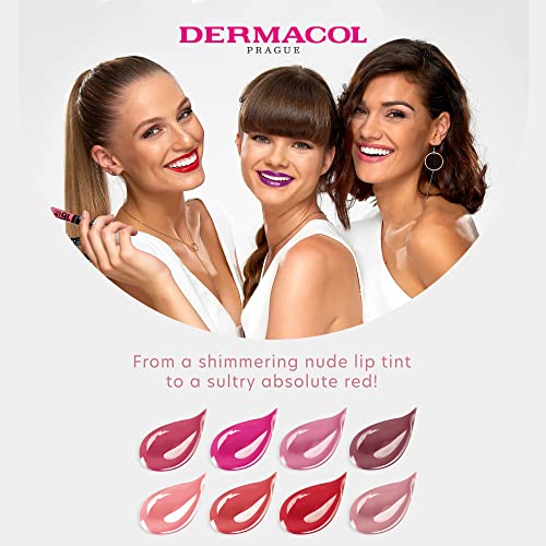 Dermacol - 16-Hour Lip Colour, Highly Pigmented Glossy Lip Stain, Two-Phase Lip Plumper Gloss, Kissproof Lip Makeup Products with Matte and Glitter Finish, No.11 Shimmering Light Pink Lipstick, 7.1 mL