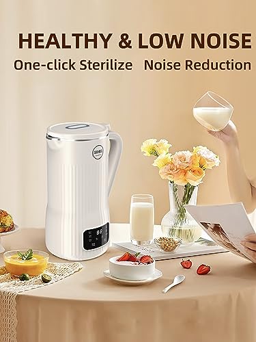 BUAIAHUG 20oz Nut Milk Maker Machine - Multi-Functional Automatic Almond Milk Machine with 10 Blades, Plant-Based Milk, Oat, Soy, Oat, and Dairy Free Beverages with 12 Hours Timer/Auto-clean/Room Temp/Keep Warm/Boil