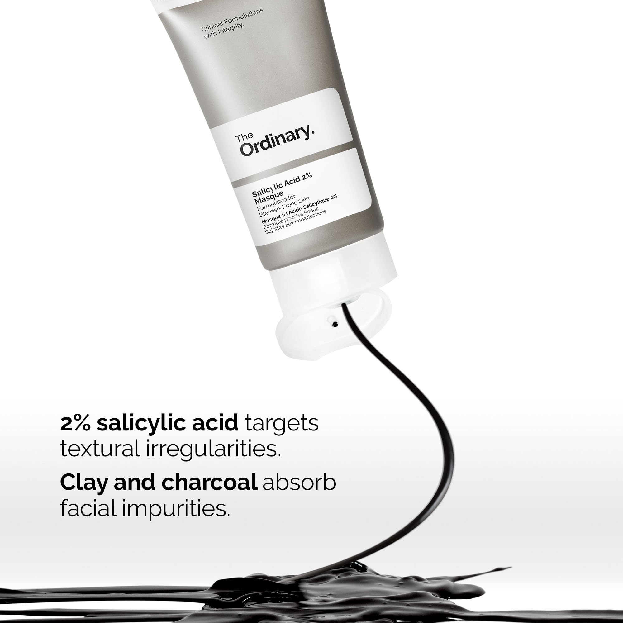 The Ordinary Salicylic Acid 2% Masque, Clarifying Charcoal & Clay Mask for Blemish-Prone Skin, 1.7 Fl Oz