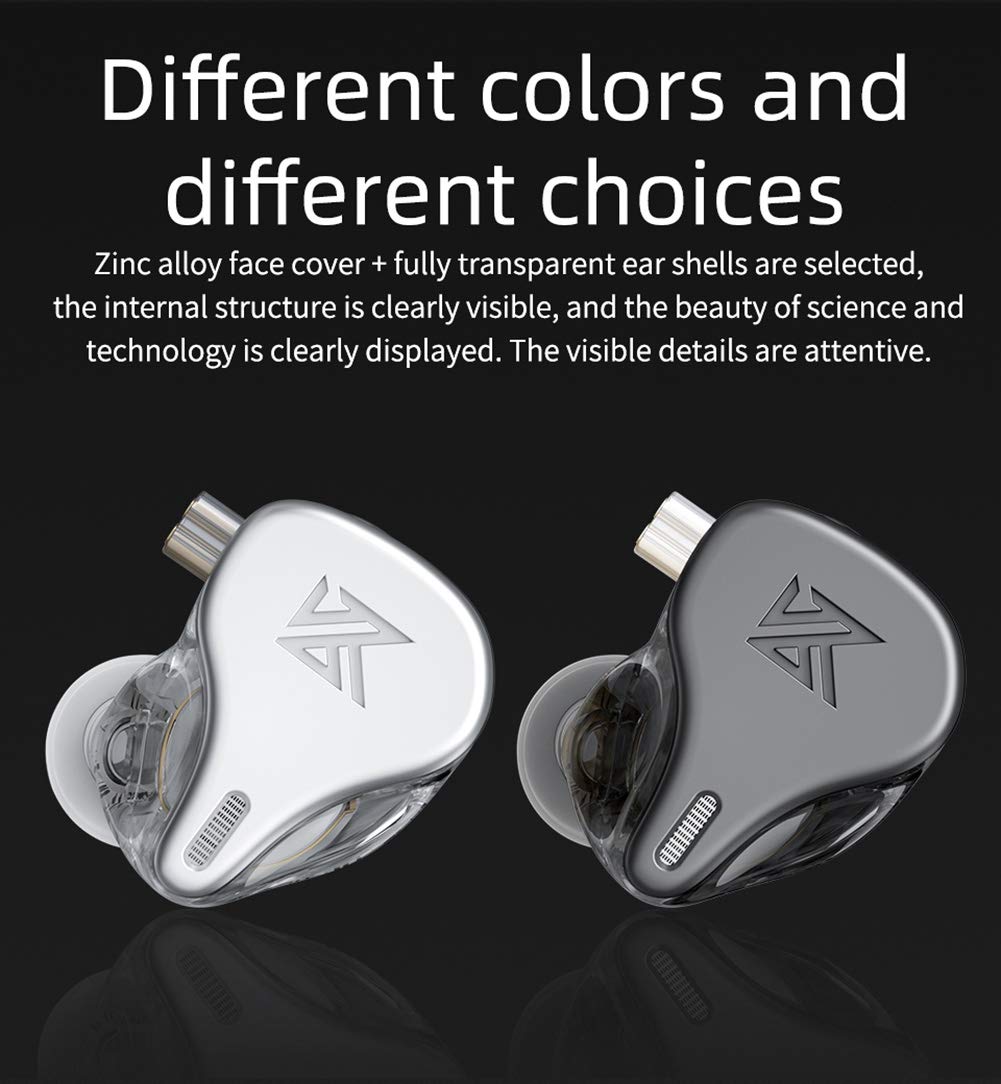 KZ DQ6 Array type three-unit dynamic in-Ear Headphone, HIFI Stereo Noise Isolating Sport IEM Wired Earphones/Earbuds/Headphones with Detachable Cable (without Mic, Grey)
