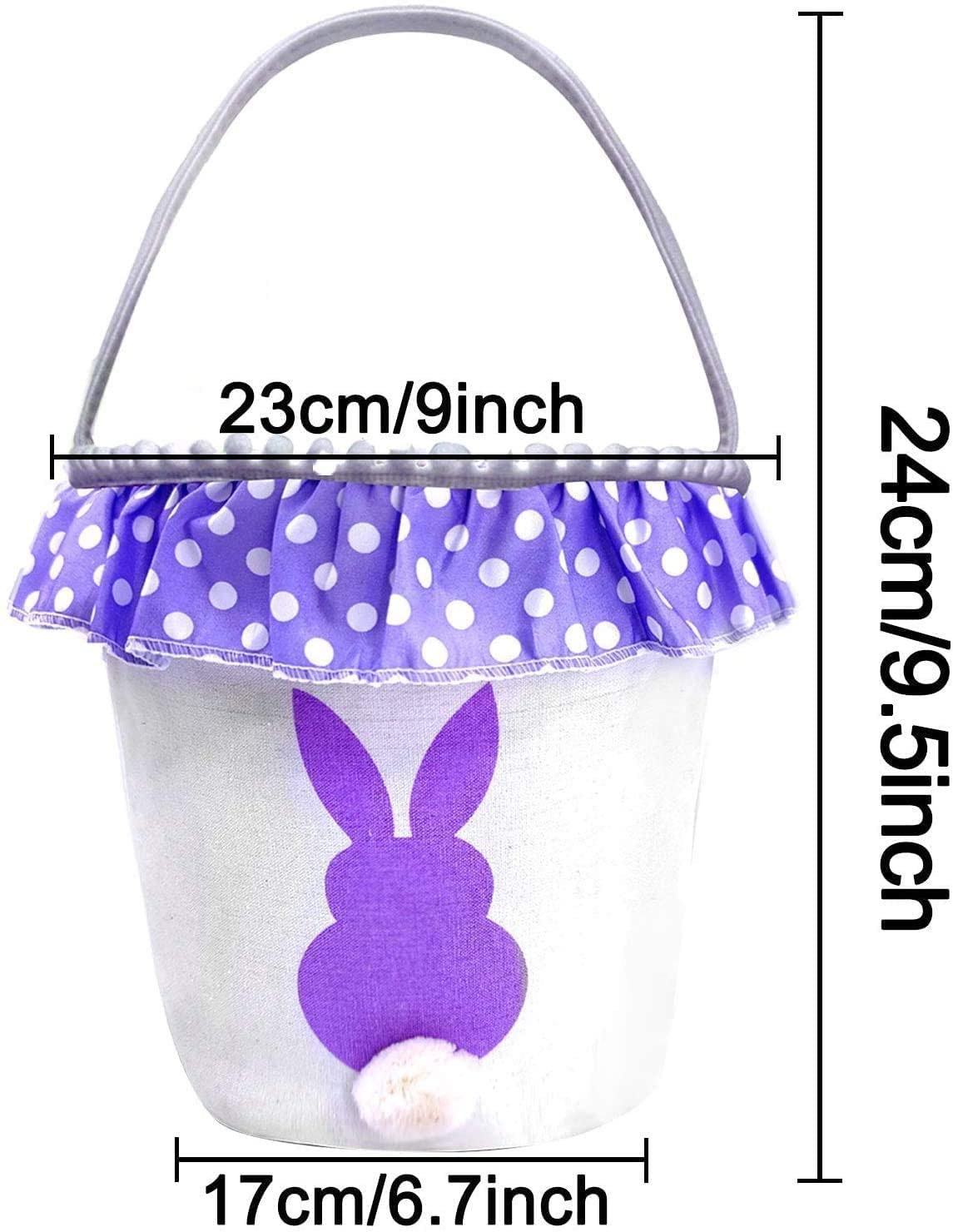 TOPLEE 3PCS Easter Baskets for Kids Canvas Bunny Basket Egg Bags Rabbit Fluffy Tails Eggs Hunt Bucket Easter Basket Stuffers for Girls Toddlers Easter Gifts Toys